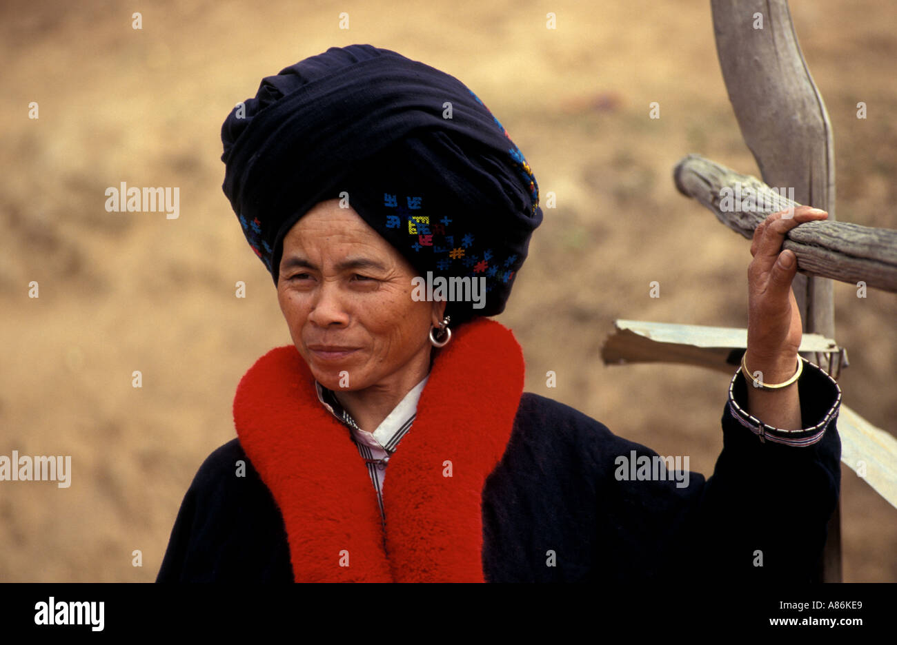 Yao woman in the village of Kuan near Mung Sing Northern Loas Stock ...