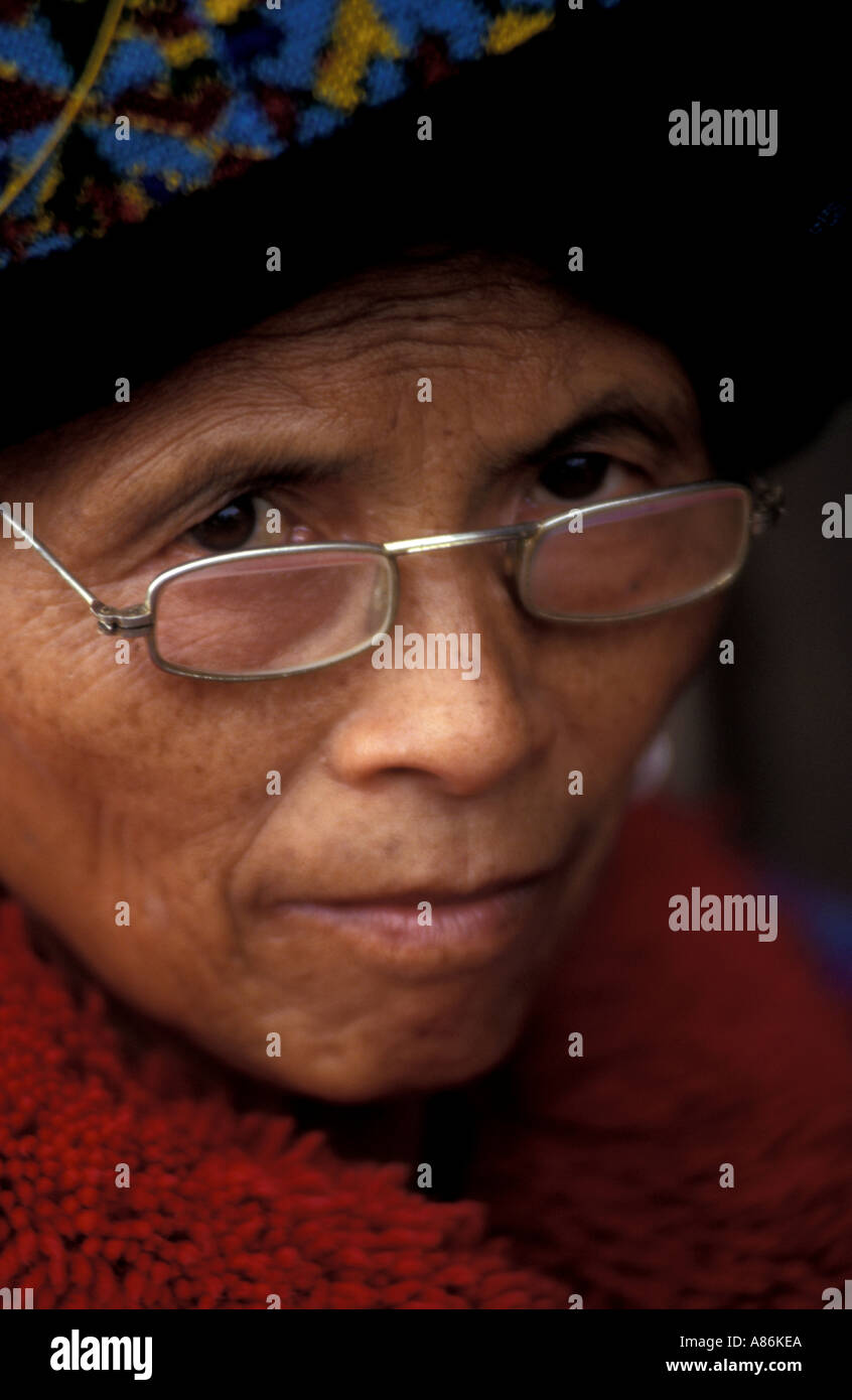 Yao woman in the village of Kuan near Mung Sing Northern Loas Stock ...