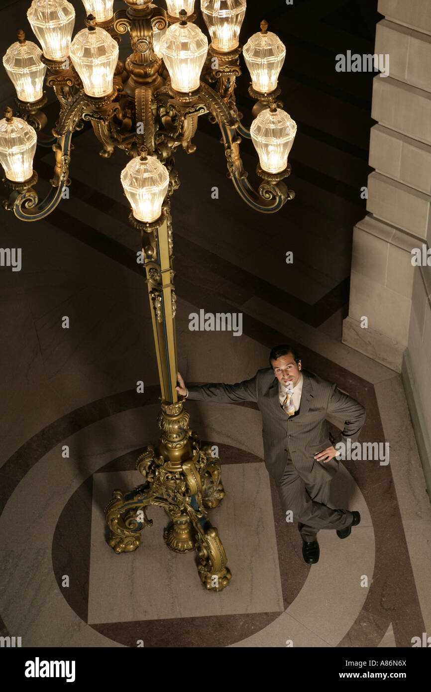 Man stands inside well lit hi-res stock photography and images - Alamy