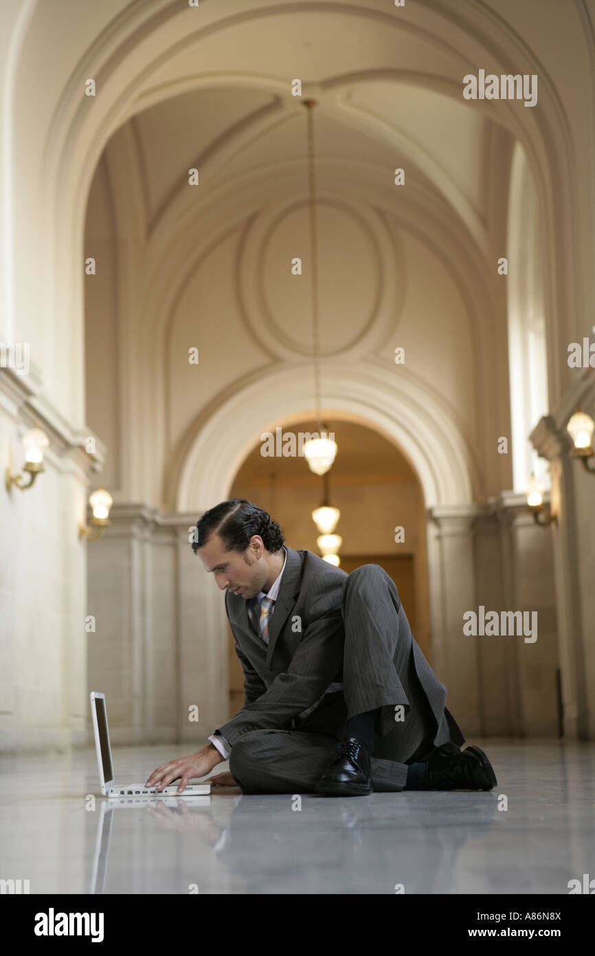 View of a businessman with his laptop Stock Photo - Alamy