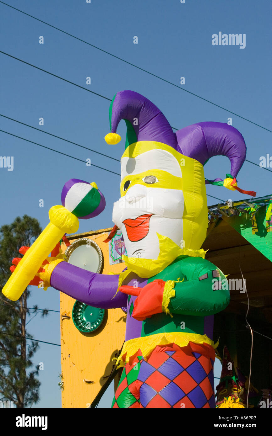 Inflated jester on float.parade of Mardi Gras Stock Photo - Alamy