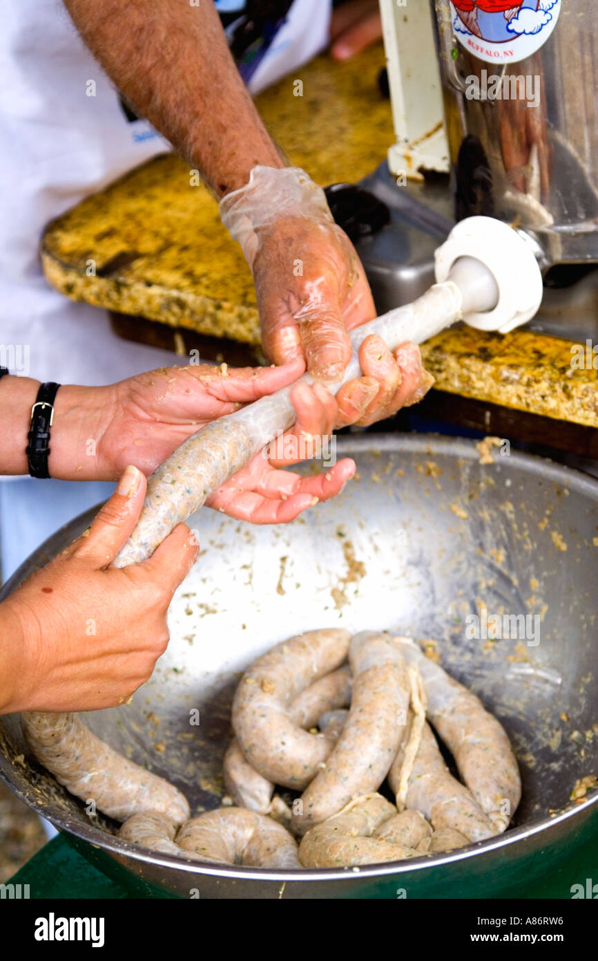 stuffing Boudin Acadian Memorial celebration Stock Photo - Alamy