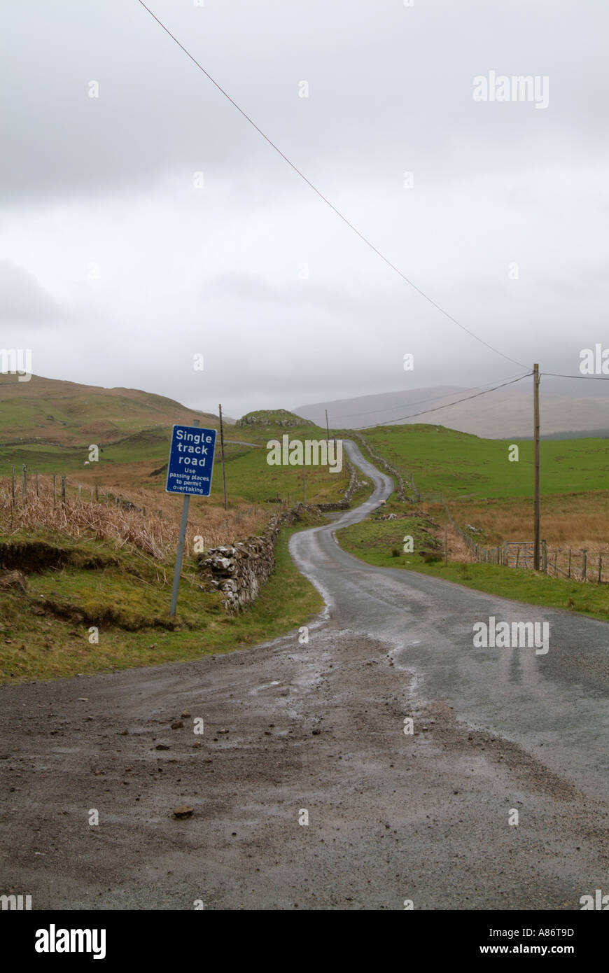 Road single track solitary highway lane roadway track view hills Isle ...