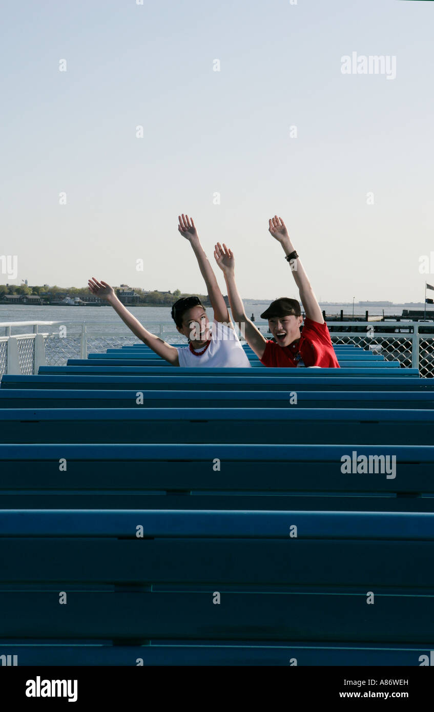 Man waving arms in air hi-res stock photography and images - Alamy