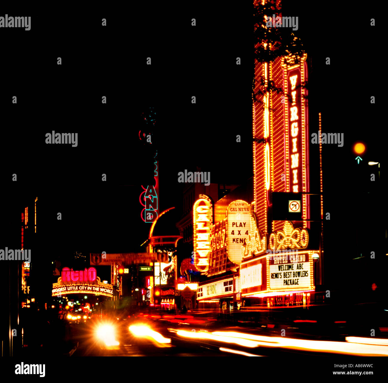 United States USA Nevada Reno Neon light at night gamble gambling Stock ...