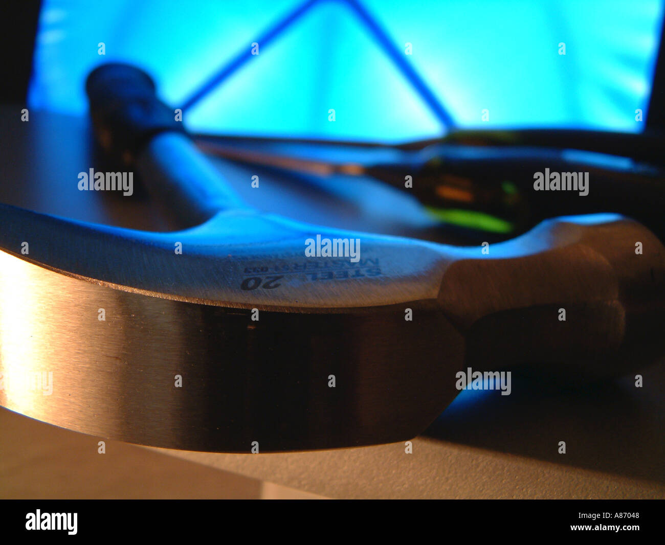 Hammer on Work Surface Stock Photo - Alamy
