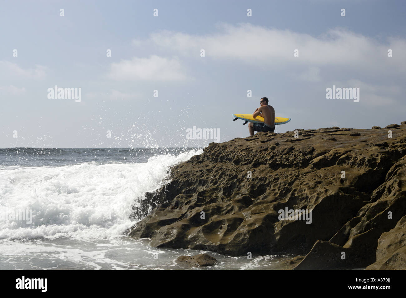 View of a man looking at the sea Stock Photo - Alamy