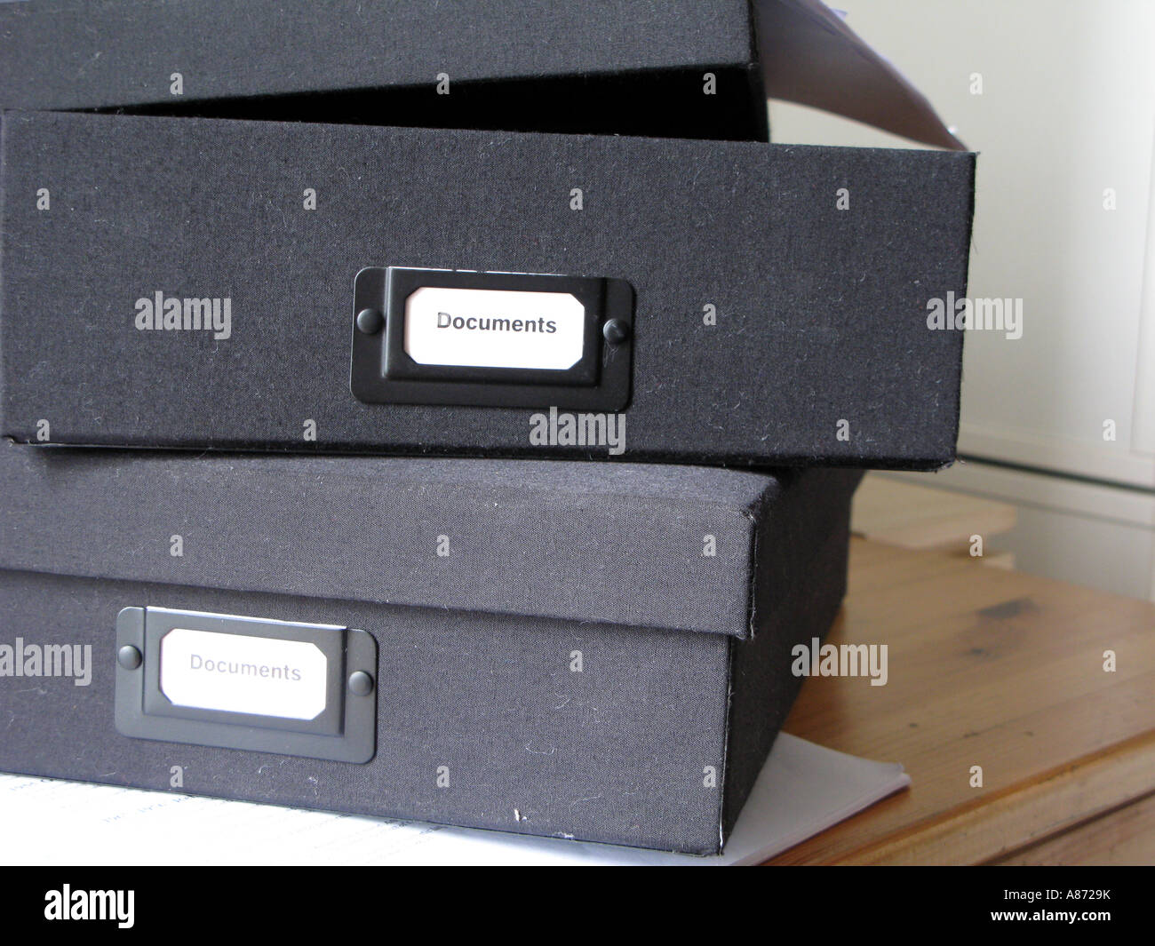 Black Document Boxes Stock Photo - Alamy