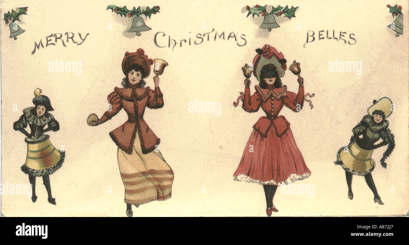 Christmas greeting card circa 1890 Stock Photo - Alamy