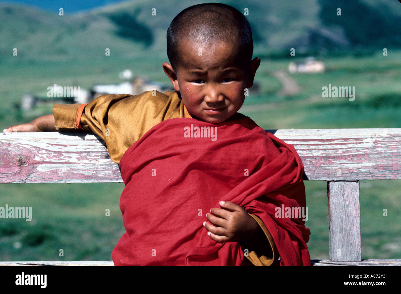 Mongolia a six year old Buddhist novice in the monastery ...