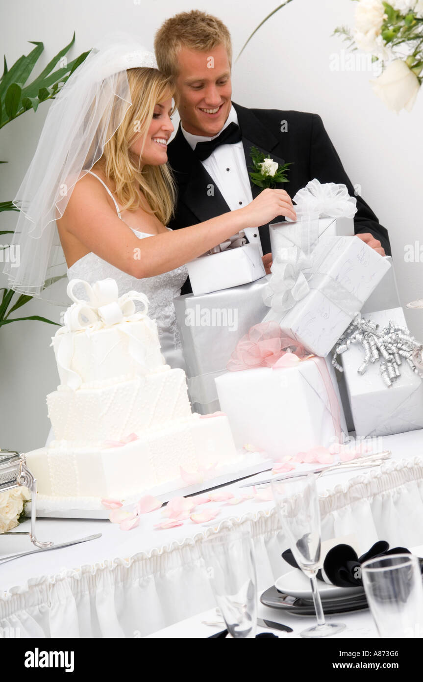 Bride and groom at wedding reception Stock Photo - Alamy