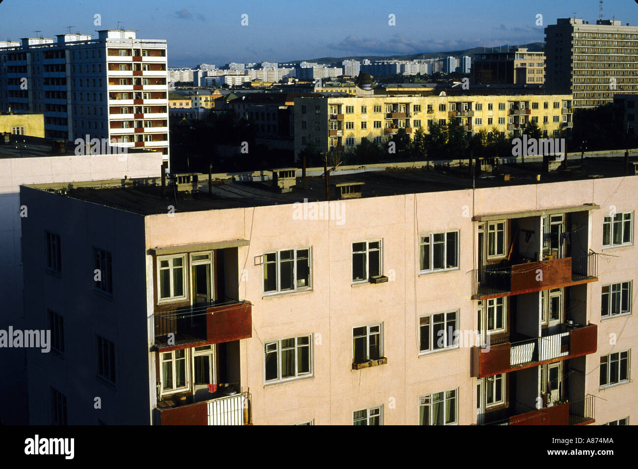 Mongolia typical socialist housing in Ulaanbaatar Stock Photo - Alamy