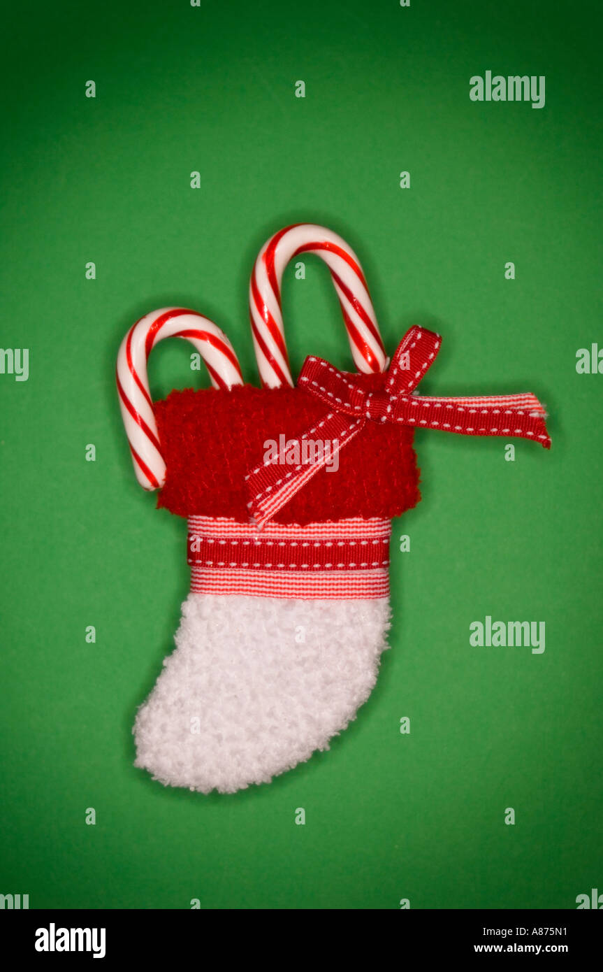 Christmas stocking with candy canes Stock Photo - Alamy