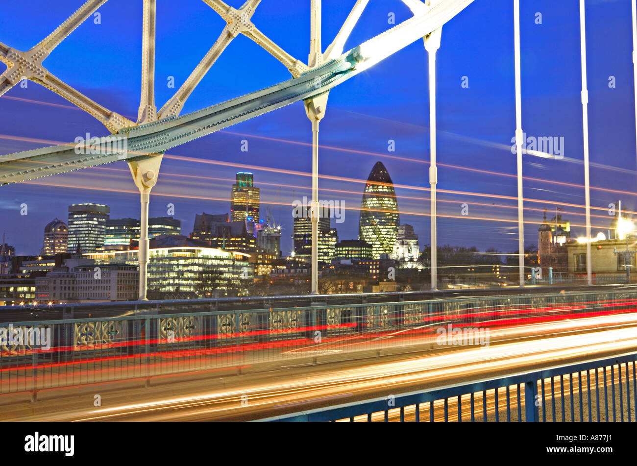 GB LONDON NIGHT SHOT OF THE CITY FROM TOWER BRIDGE Stock Photo - Alamy