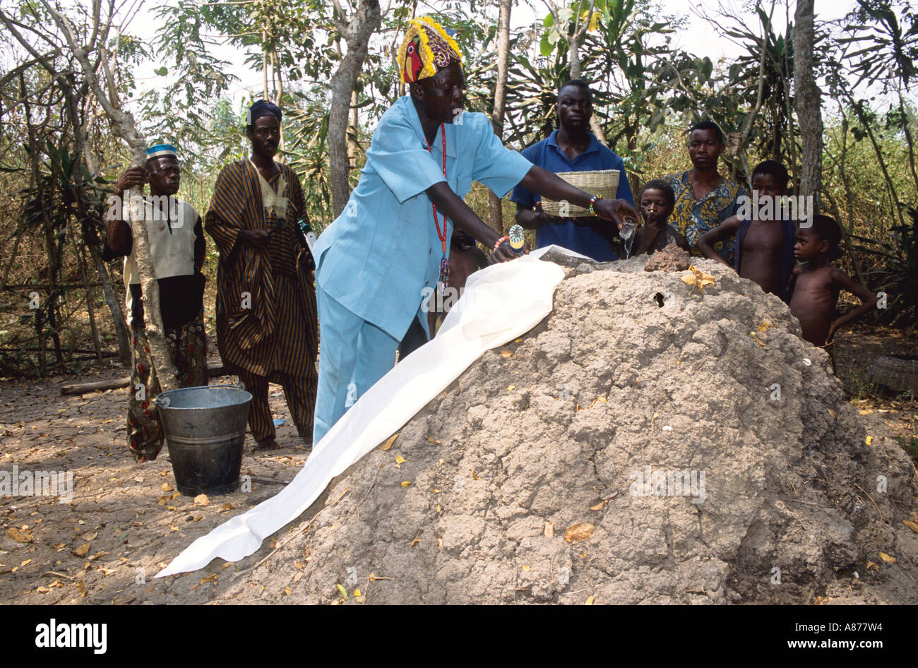 Benin West Africa Ketu The Holli Azeto pours Sodahi palm gin into the ...