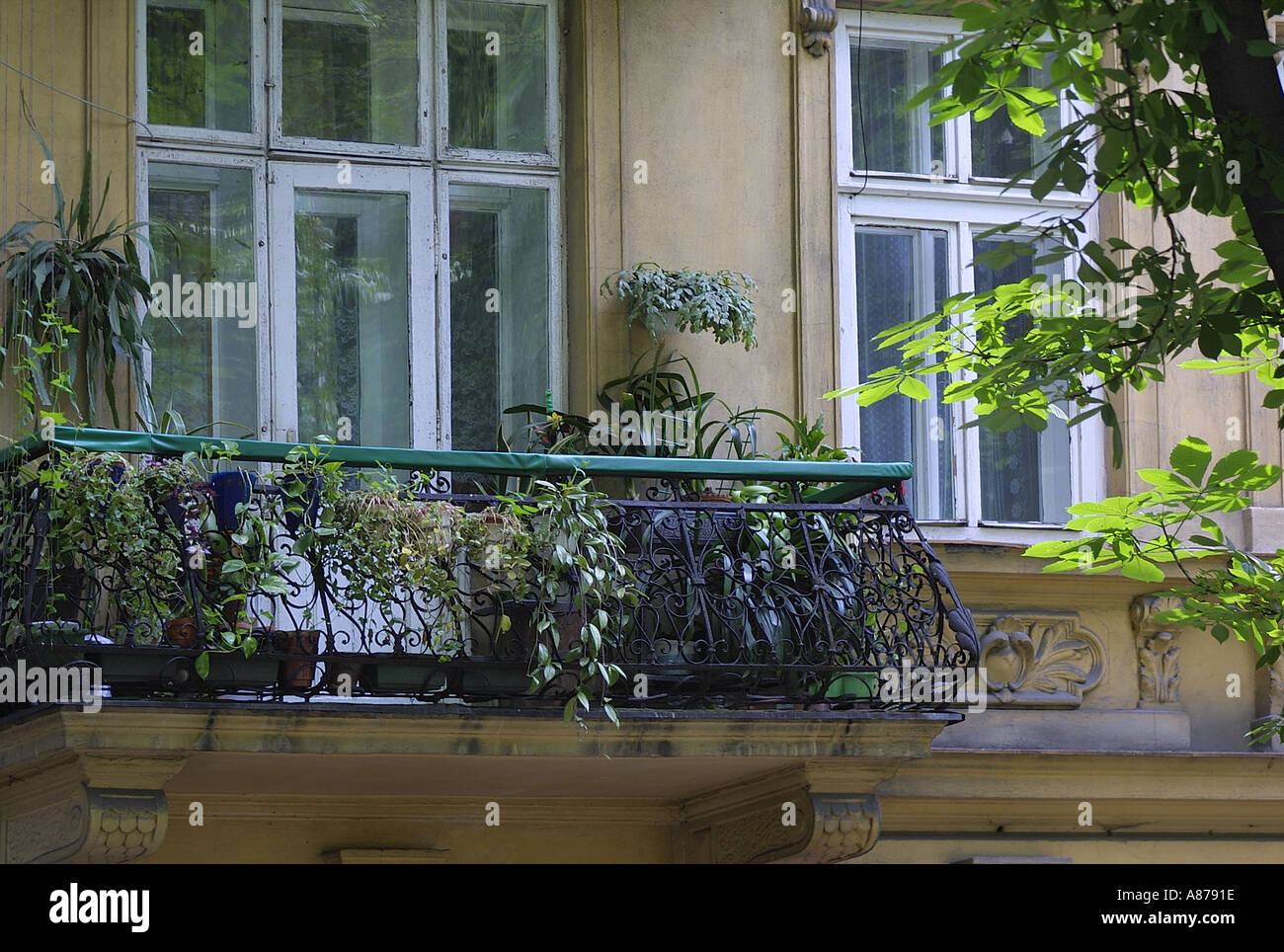 Krakow window balcony Stock Photo - Alamy