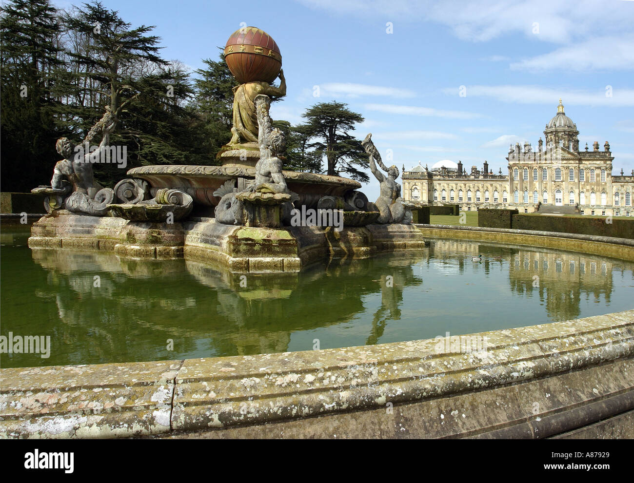 Statue of Atlas in the grounds of Castle Howard North Yorkshire Stock ...