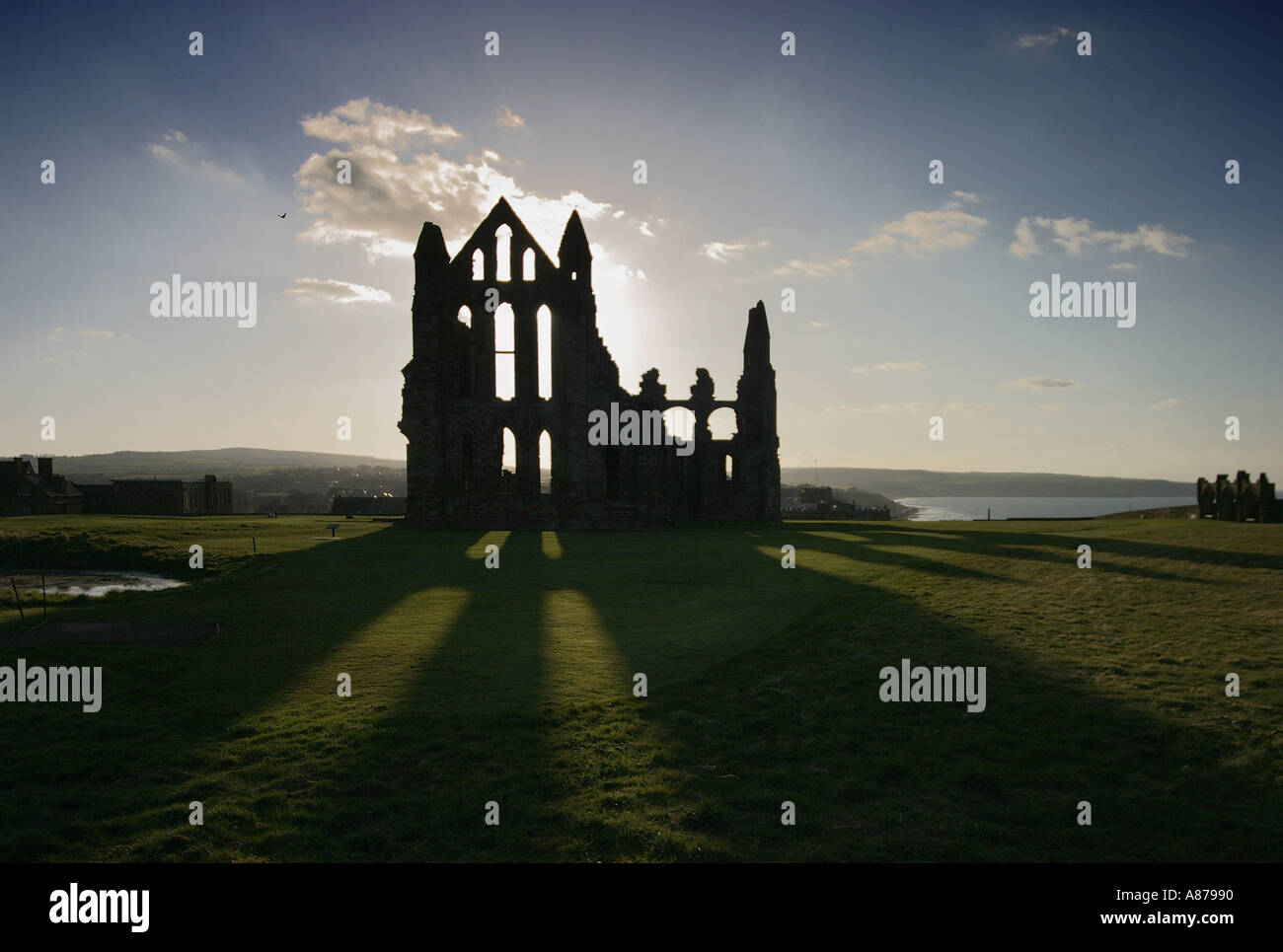 Whitby Abbey Sunset Stock Photo - Alamy