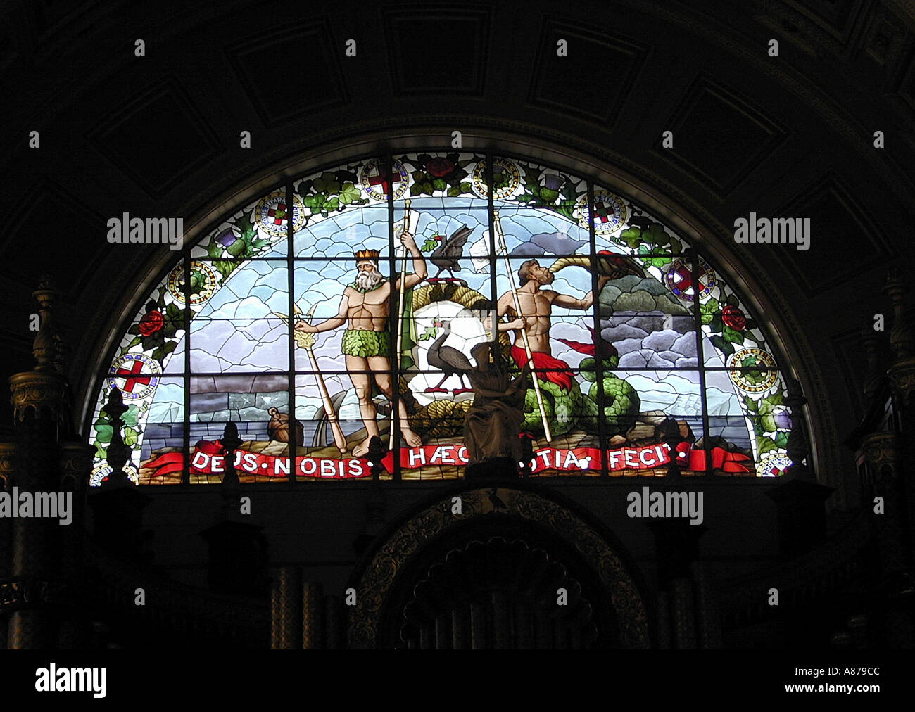 Stained glass window St Georges hall Stock Photo - Alamy
