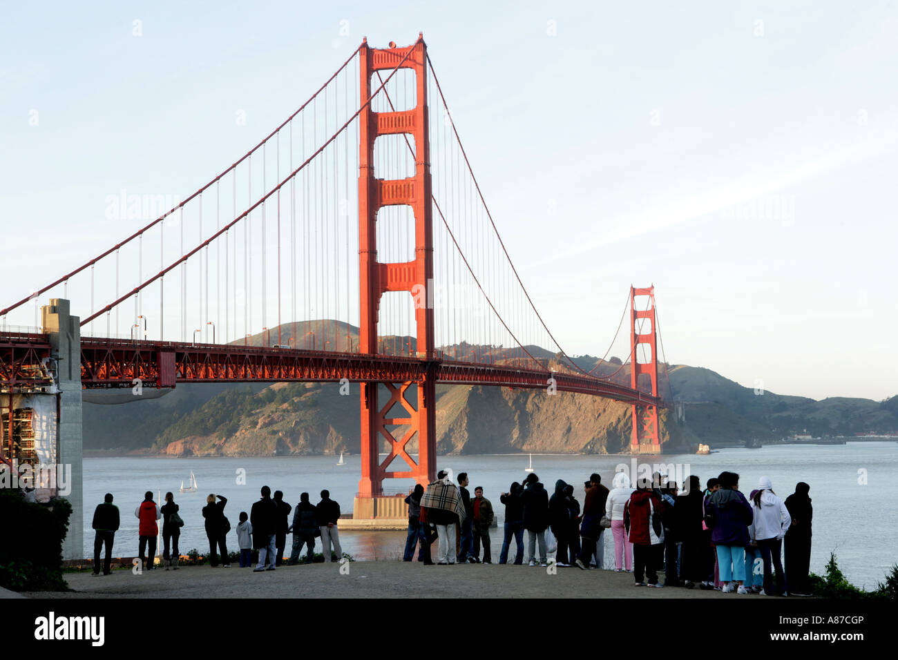 Group of people near the Golden Gate Bridge Stock Photo - Alamy
