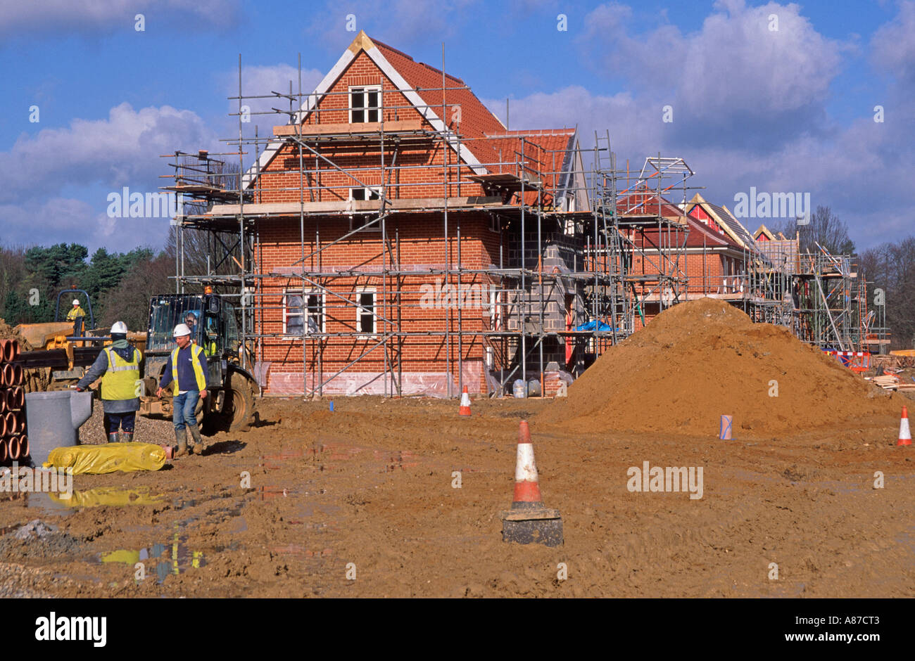 Building site new housing development being built Rendlesham Suffolk ...