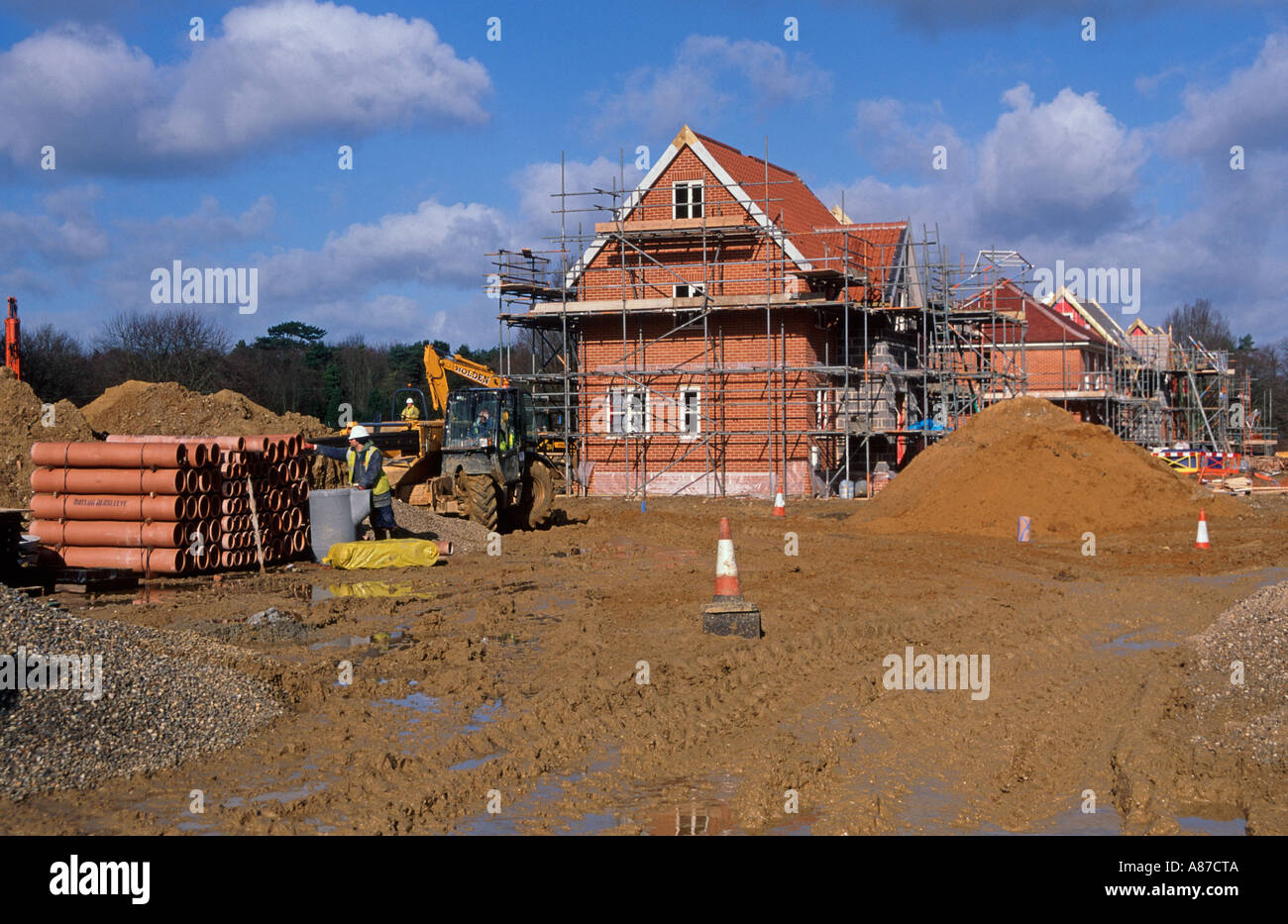 Building site new housing development being built Rendlesham Suffolk ...