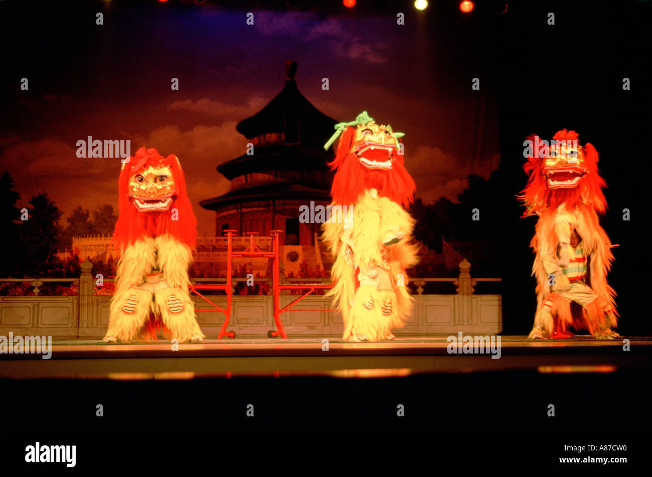 Chinese acrobats dressed in oversized costumes in Chaoyang Theater in ...