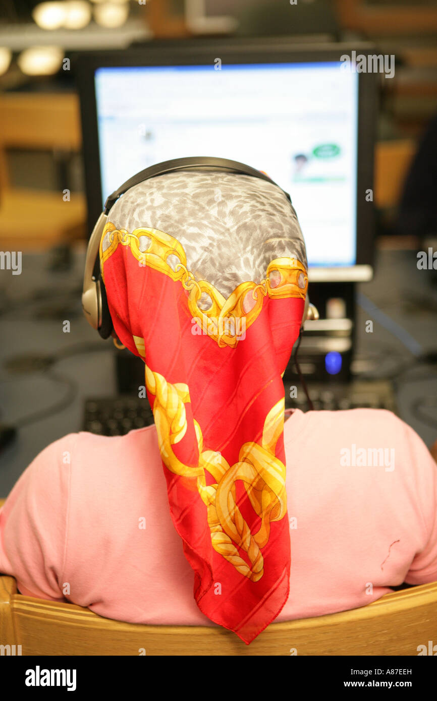 Girl (12-13) with scarf, rear view Stock Photo - Alamy