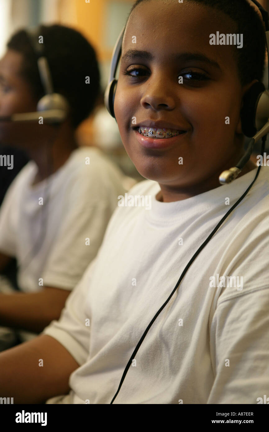 African american boy wearing headphones hi-res stock photography and ...