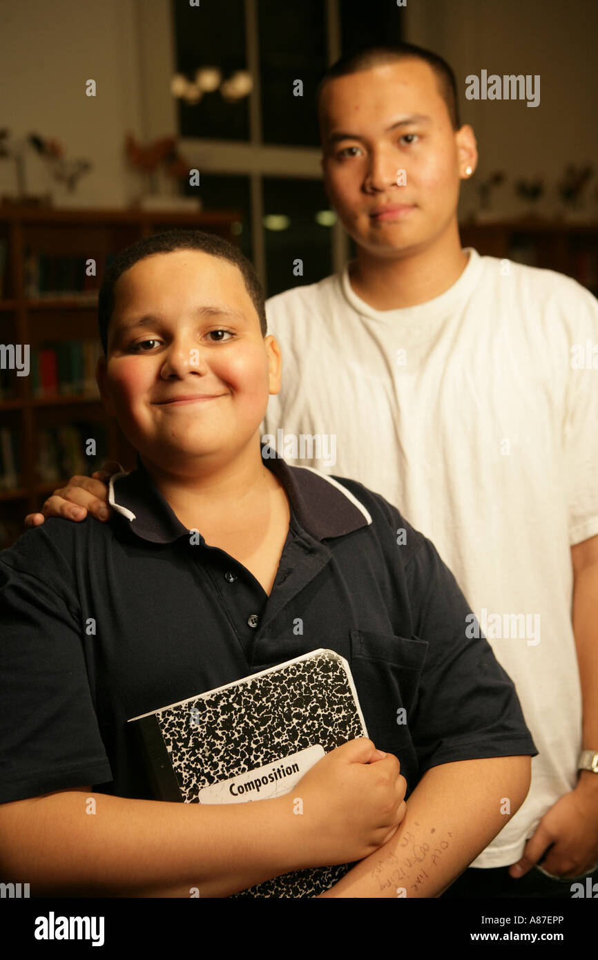 Two boys smiling, portrait Stock Photo - Alamy