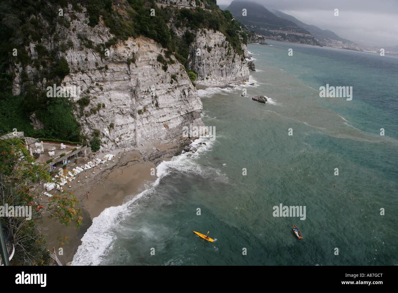 Person kayaking in sea, aerial view Stock Photo - Alamy