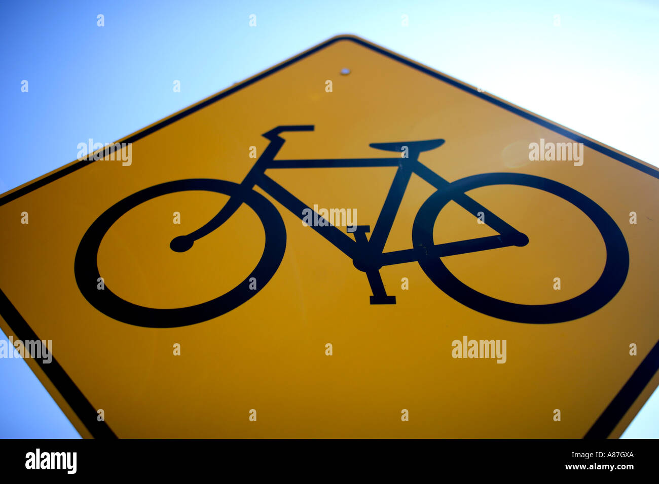 Road sign warning that bikers share the road in this area Stock Photo ...