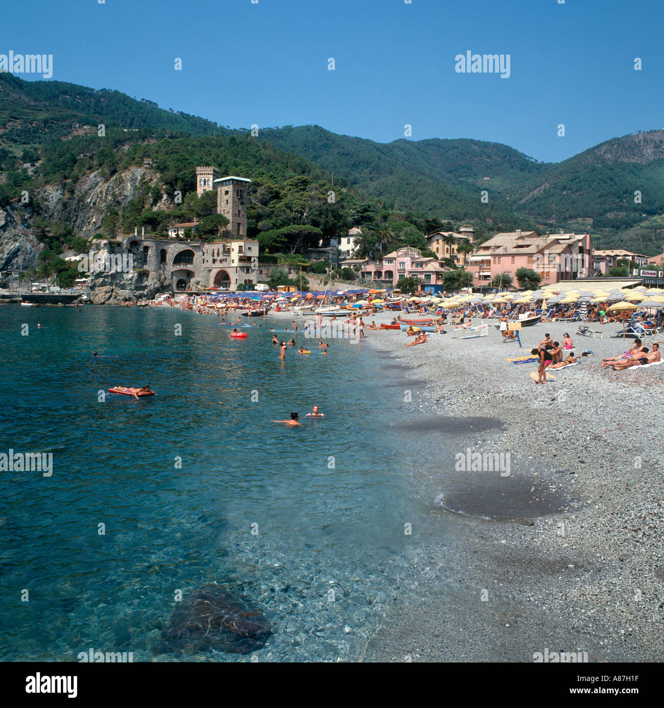 Beach, Monterosso al Mare, Cinque Terre, Liguria, Italian Riviera Italy ...