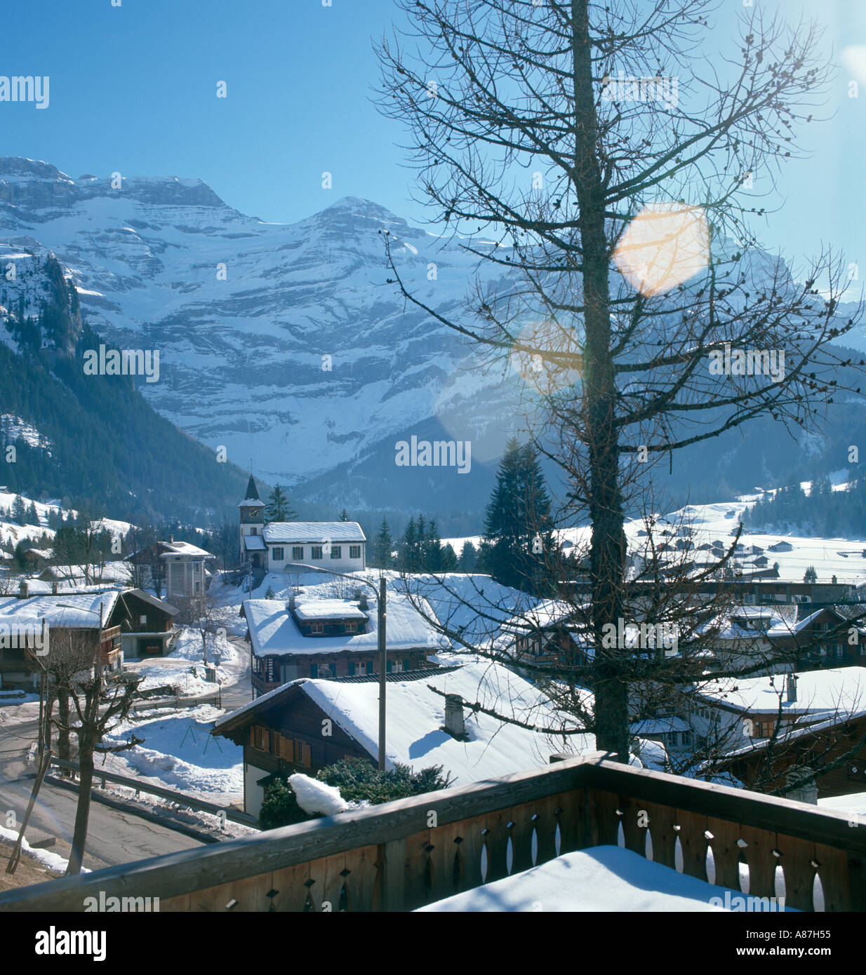 View over the resort of Les Diablerets, Swiss Alps, Switzerland Stock ...