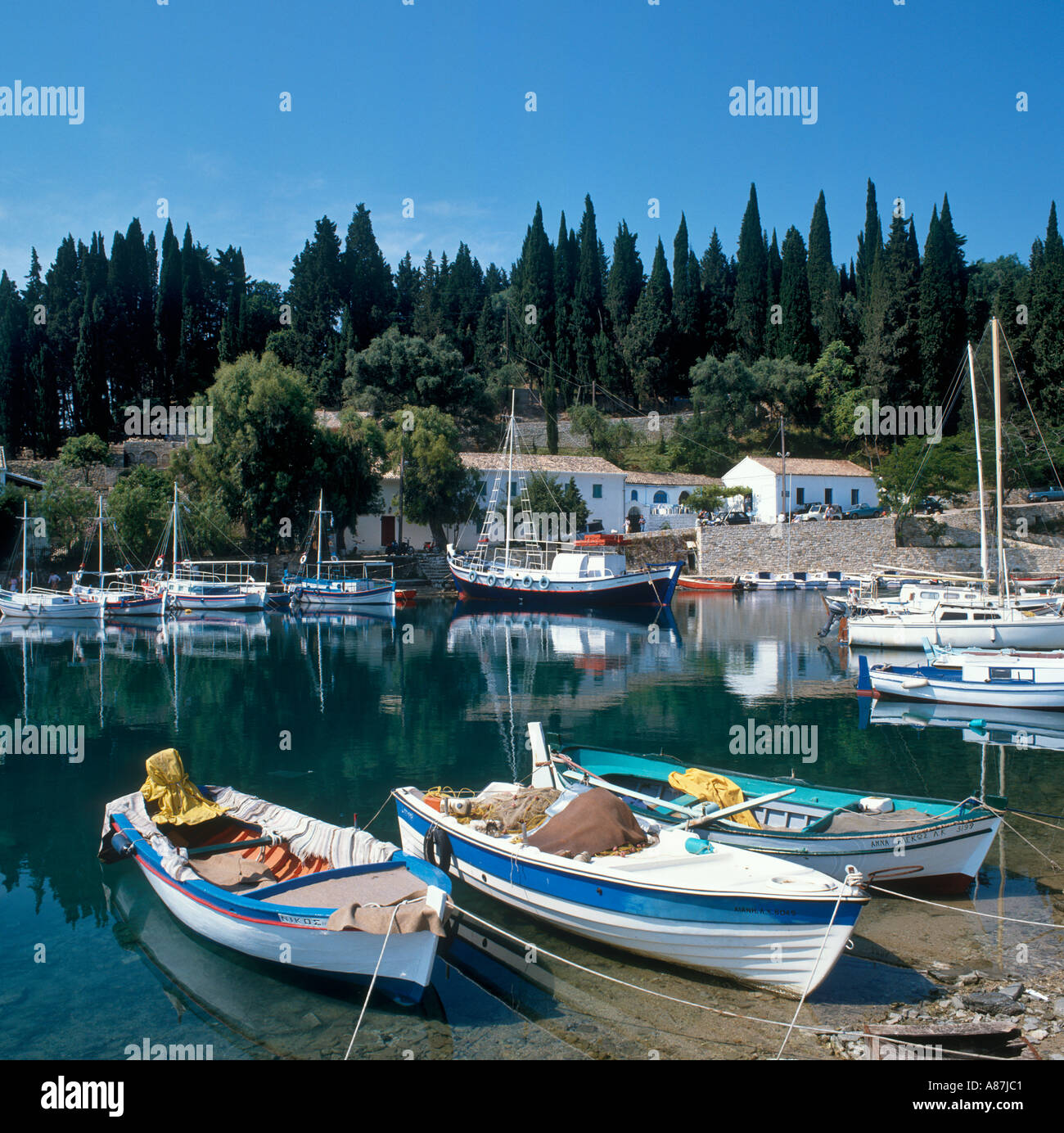 Harbour in the small fishing village of Kouloura, near Kalami, North ...