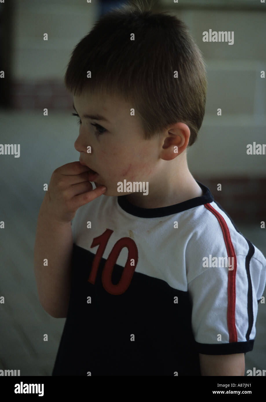 Young Boy Looking On in Suffolk Uk Stock Photo - Alamy
