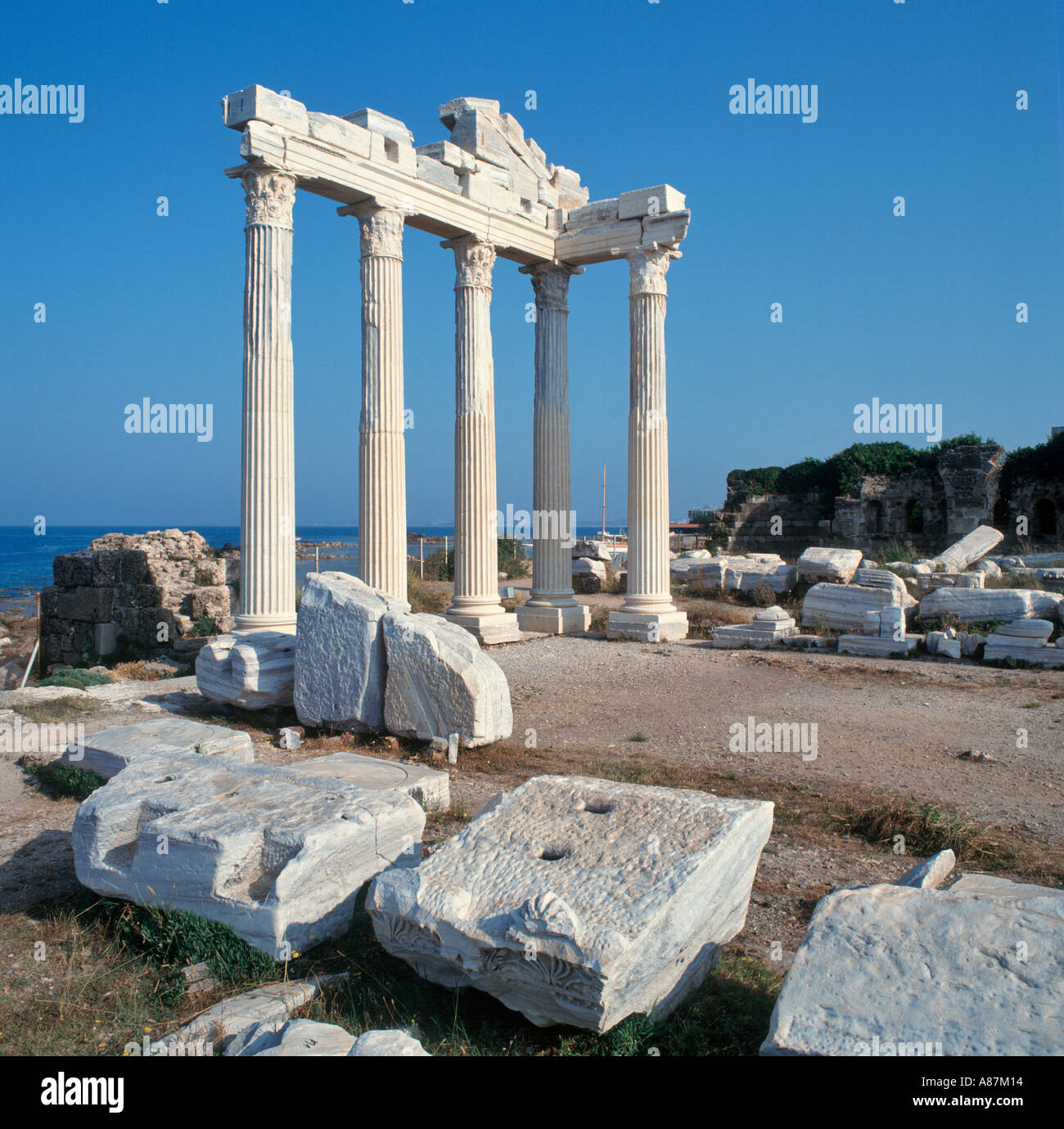 Ruins of the Roman Temple of Apollo and Athena, Side, Mediterranean ...