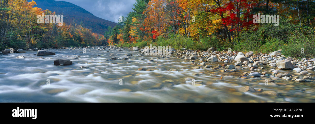 autumn colours Saco River White Mountains New Hampshire USA Stock Photo ...