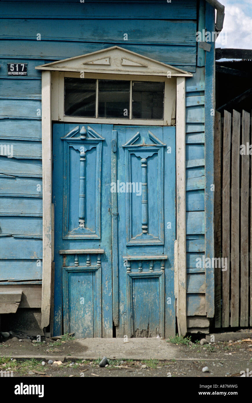 Detail of a typical wooden house in Castro Chile on the Island of ...