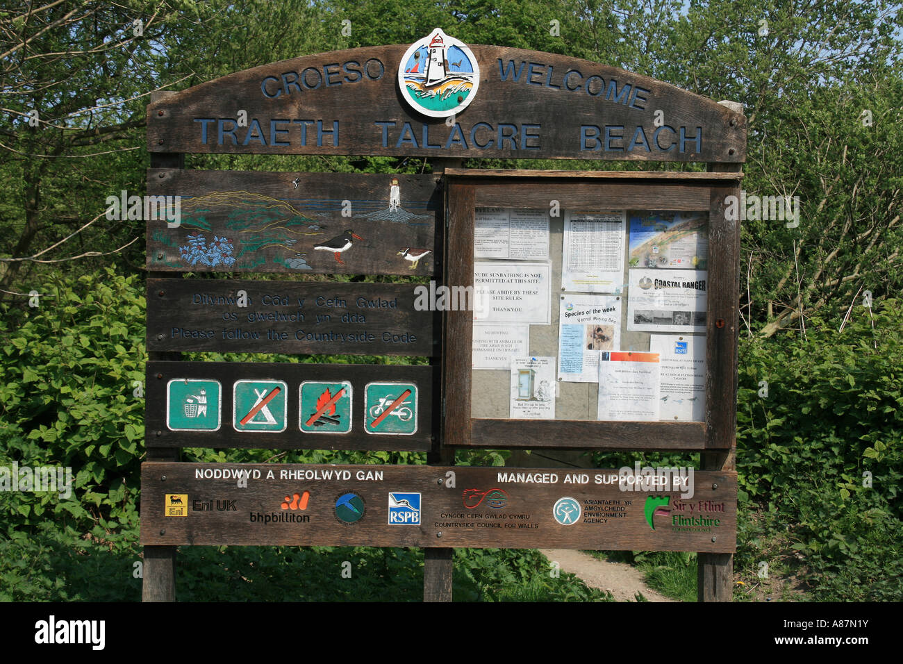 Talacre Beach sign at Point of Ayr, North Wales Stock Photo - Alamy