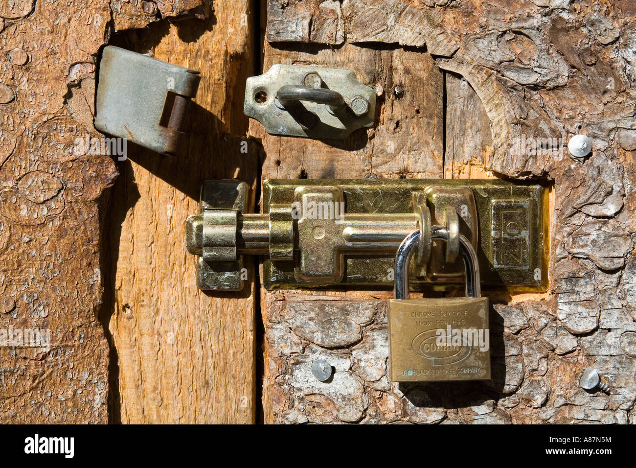 Wooden door of a wooden hut with locker hi-res stock photography and ...