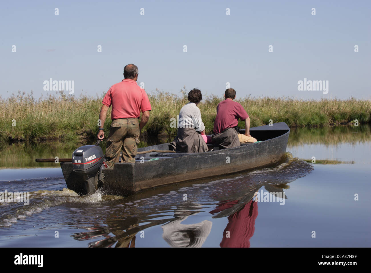 Bird watchers St Andre des Eaux La Grande Briere Brittany France Stock ...