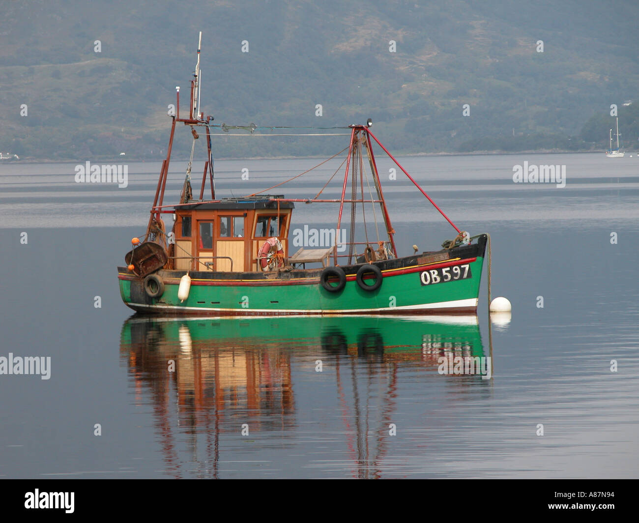 Reflections in a small scottish loch hi-res stock photography and ...