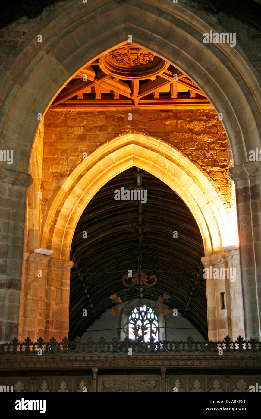 Arches, interior of St George's Priory Church, Dunster, Somerset, UK ...