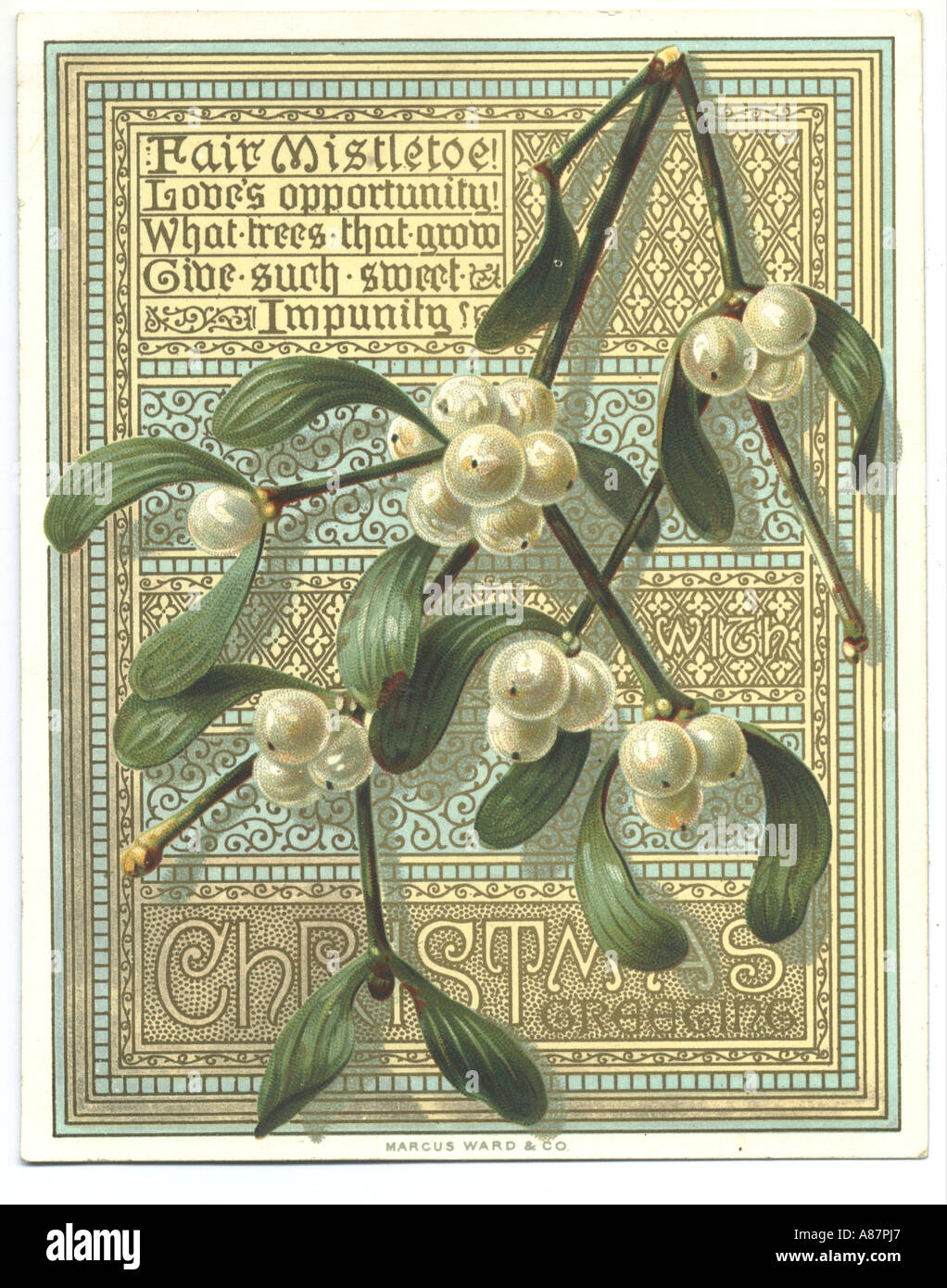 Christmas greeting card circa 1880 Stock Photo - Alamy