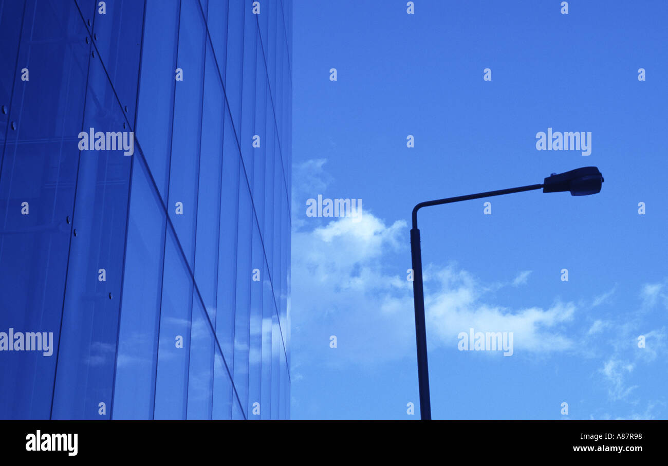Lamp post and Glass building London UK Stock Photo - Alamy