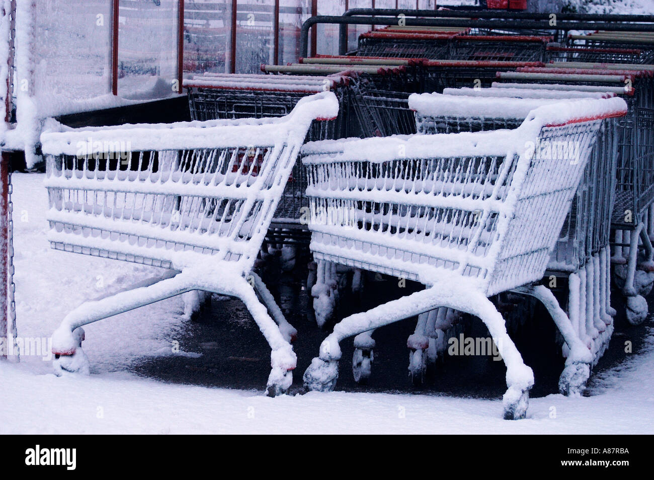snow covered trolley Stock Photo - Alamy