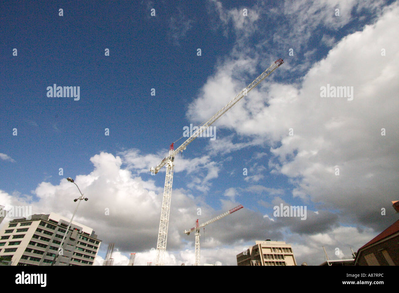 CONSTRUCTION CRANE AND CITY BUILDINGS BRISBANE QUEENSLAND AUSTRALIA ...