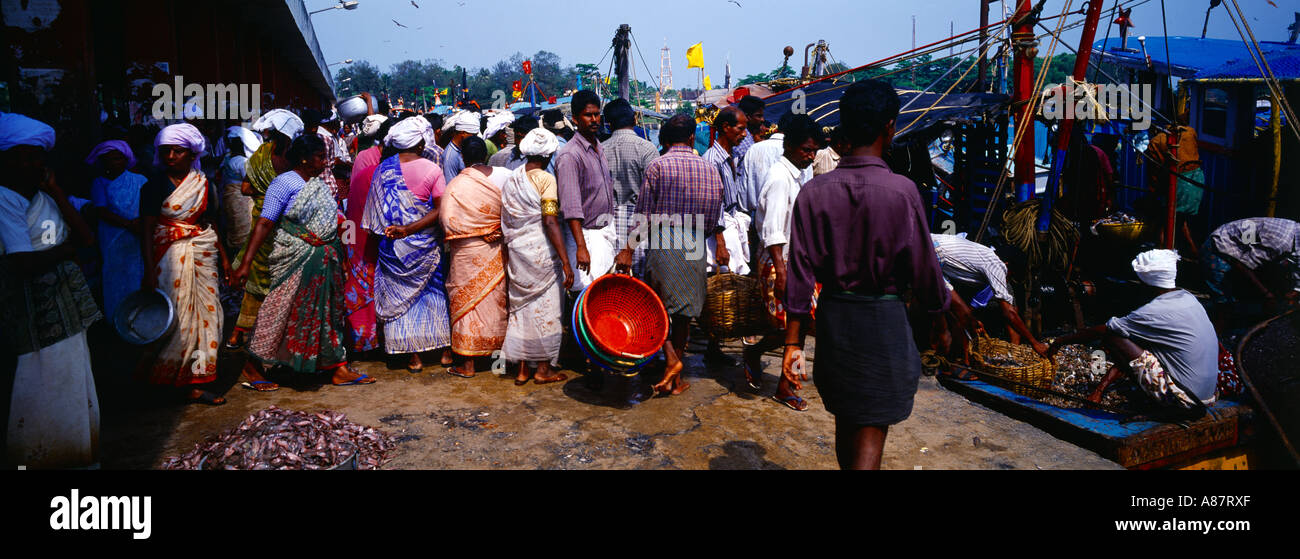 Kollam (Quilon) Kerala India Fishing Harbour People Stock Photo - Alamy