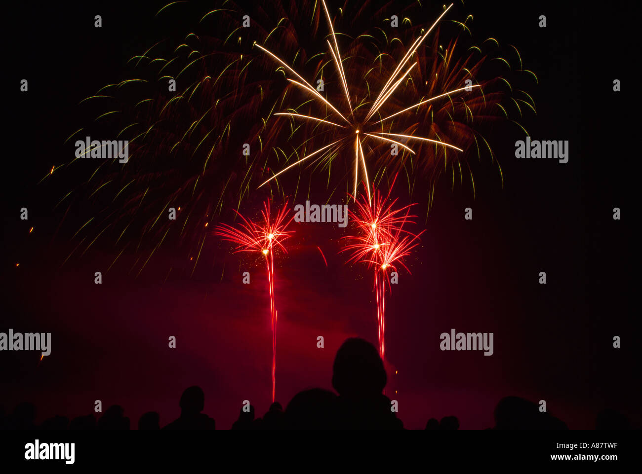 Crowd watching Fireworks Display on Guy Fawkes Night 5th of November ...